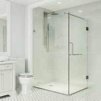 VIGO Monteray 30 in. L x 30 in. W x 73 in. H Frameless Hinged Square Shower Enclosure in Chrome ...