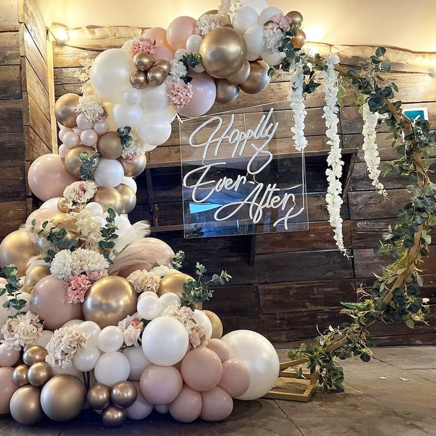 VIGO Pink and Gold Balloon Arch Kit, Pink Balloon Arch Pink Beige Sand ...