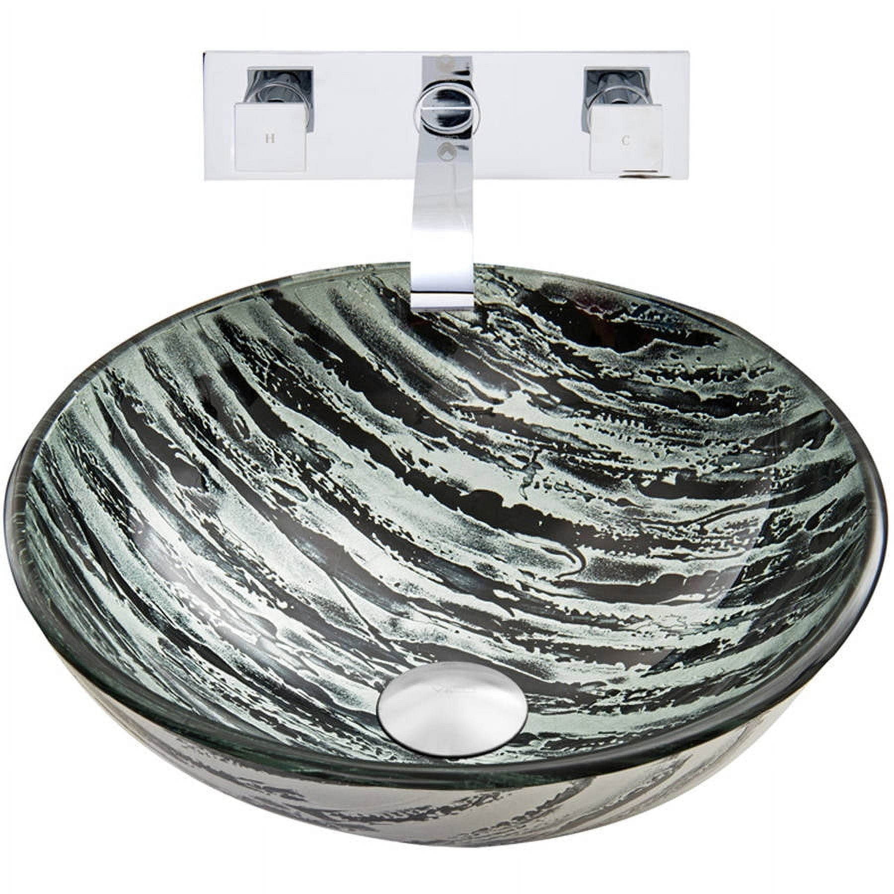 VIGO Rising Moon Glass Vessel Sink and Titus Wall Mount Faucet Set ...
