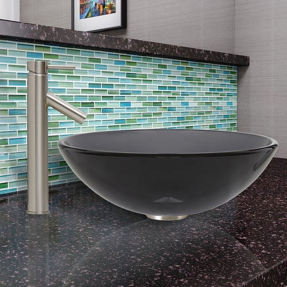 VIGO Sheer Black Glass Vessel Bathroom Sink and Dior Faucet Set ...