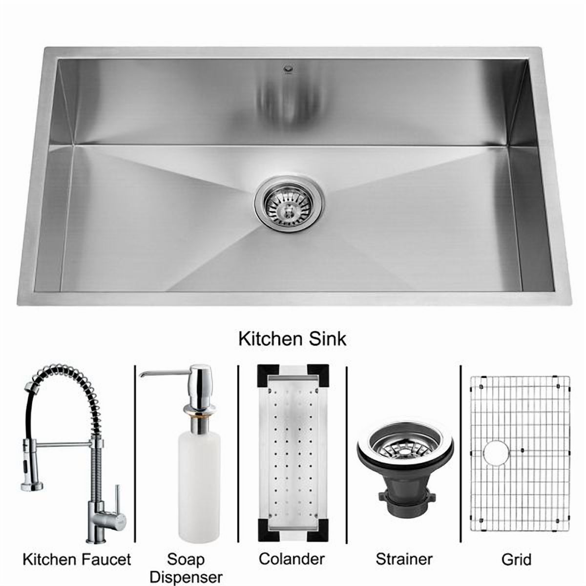 VIGO VG15062 Undermount Stainless Steel Kitchen Sink, Faucet, Colander ...