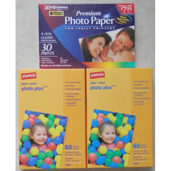 VIGOR- 150 Staples & Walgreens Gloss Photo Paper Sheets - 4 X 6 In For ...