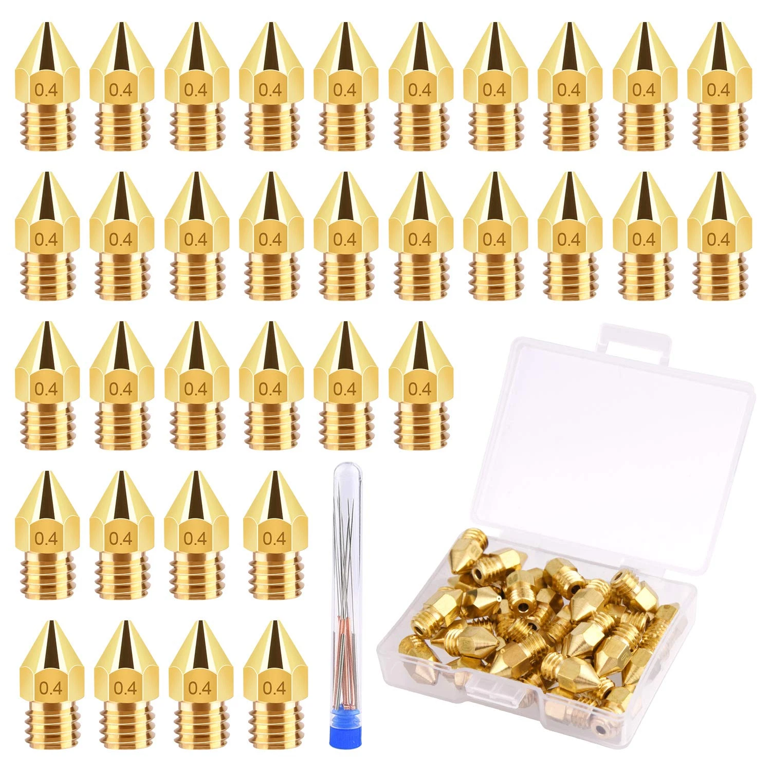 VIGOR- 40Pcs 0.4Mm Ender 3 Nozzle Kit 3D Printer Nozzles Mk8 Brass ...