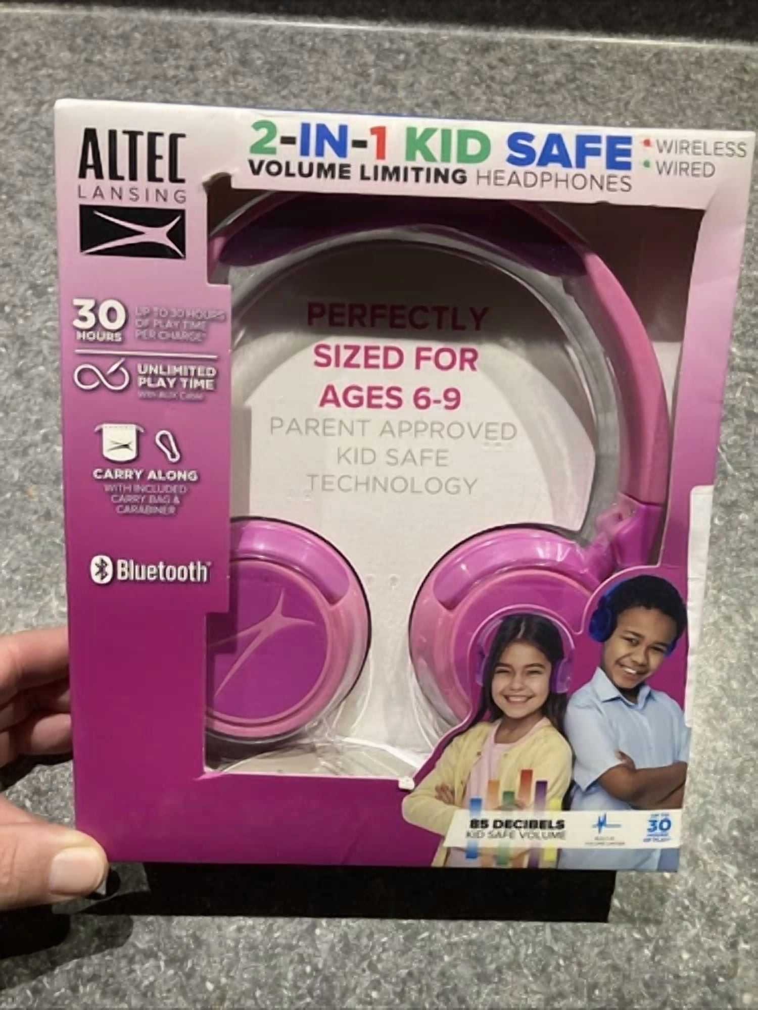 VIGOR- Altec Lansing Kid Safe 2-In-1 Bluetooth Wireless Pink Kid'S ...