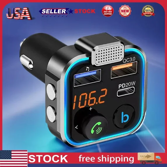 VIGOR- New Bt 5.0 Fm Transmitter Type-C Pd 20W Qc3.0 Fast Charger Mp3 Audio Player Car - Walmart.com
