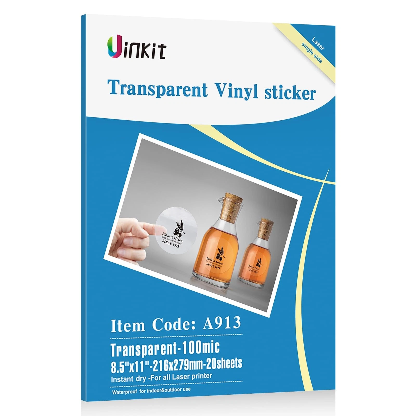 VIGOR- Uinkit Printable Clear Sticker Waterproof Transparency Vinyl ...