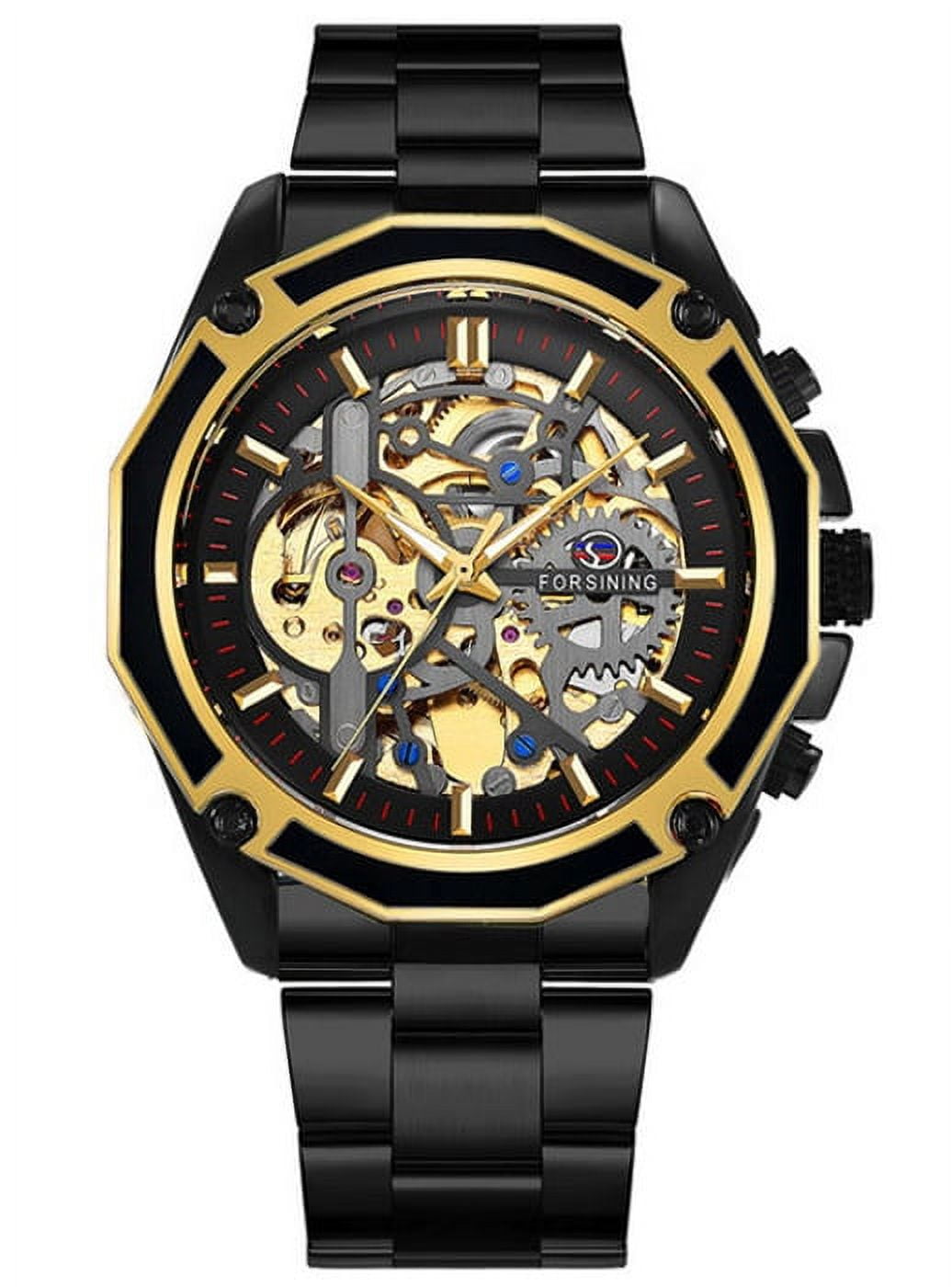 VIGOROSO Automatic Stainless Steel Men's Skeleton Mechanical Self ...