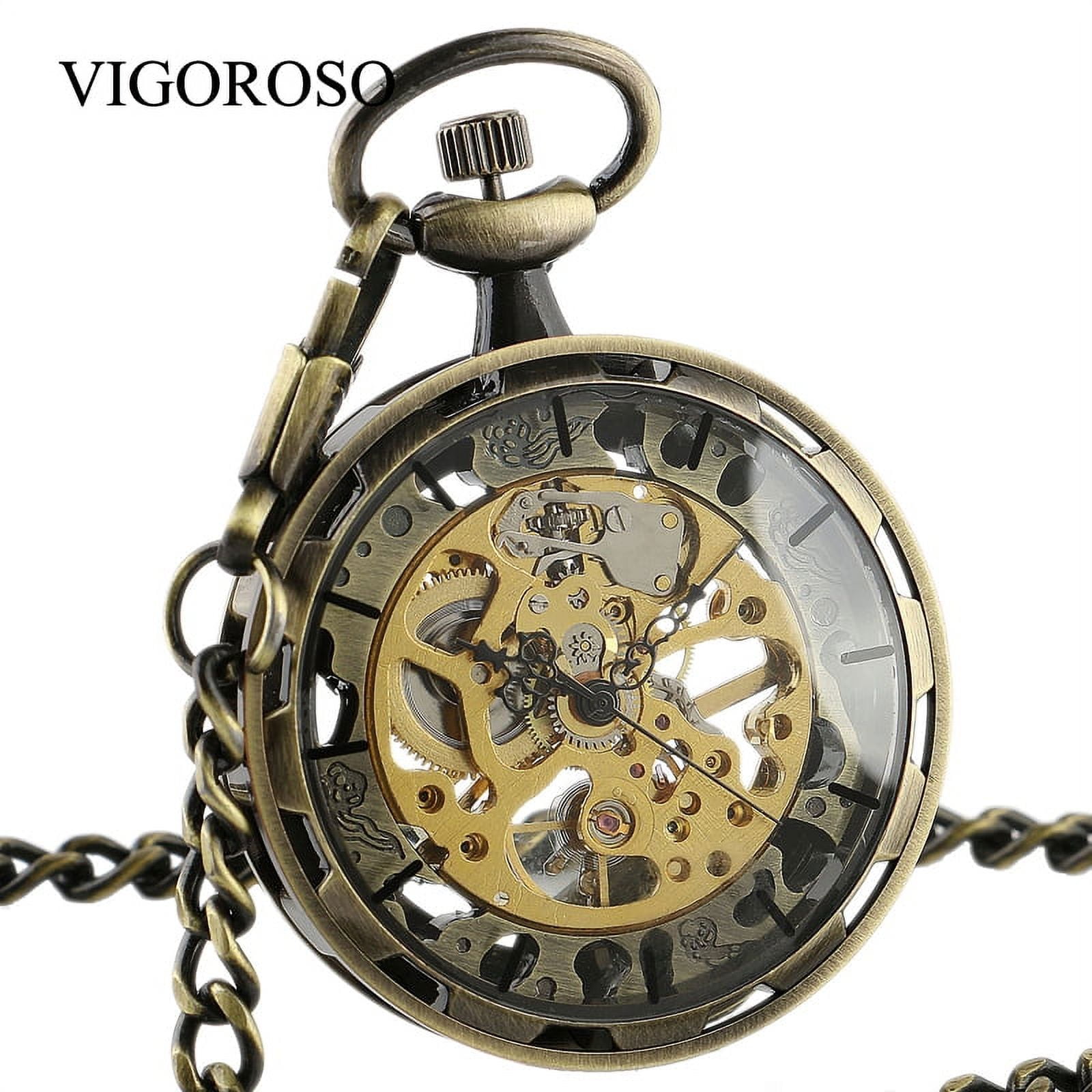 VIGOROSO Classic Hand-winding Bronze Mechanical Steampunk Silver See ...