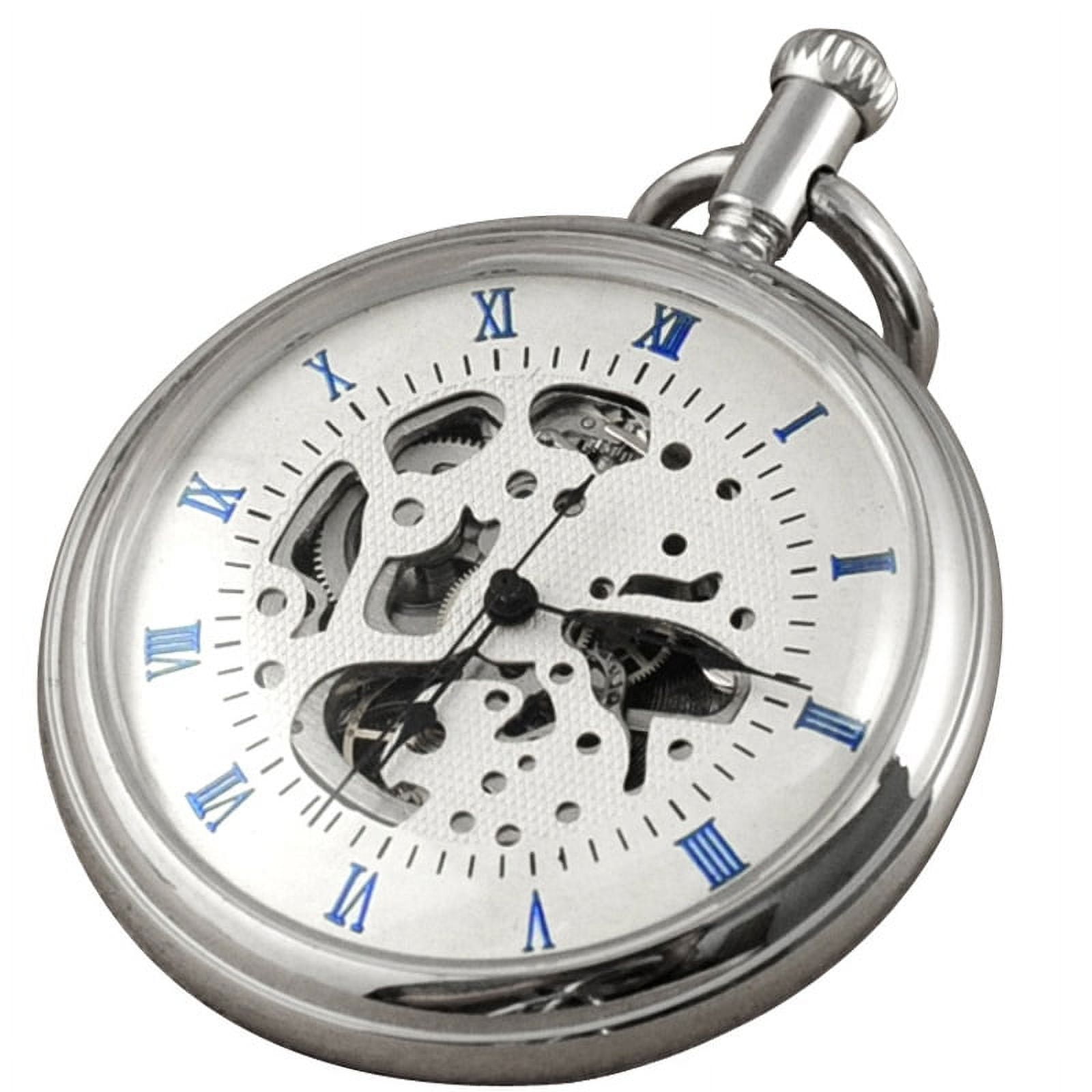 VIGOROSO Mechanical Pocket Watch Silver Antique Vintage Retro Skeleton ...