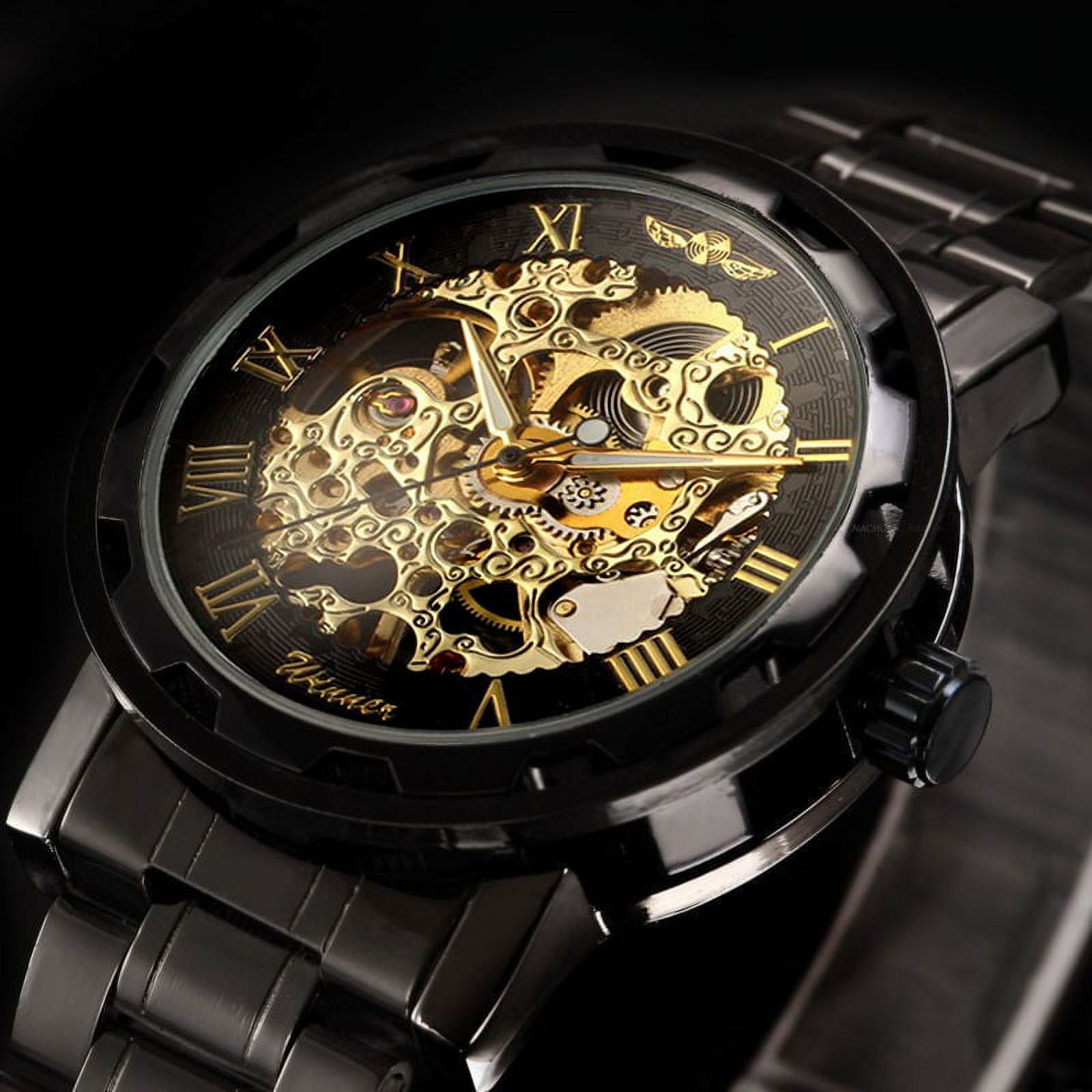 VIGOROSO Mechanical Watches Mens Transparent Skeleton Hand Wind Up ...