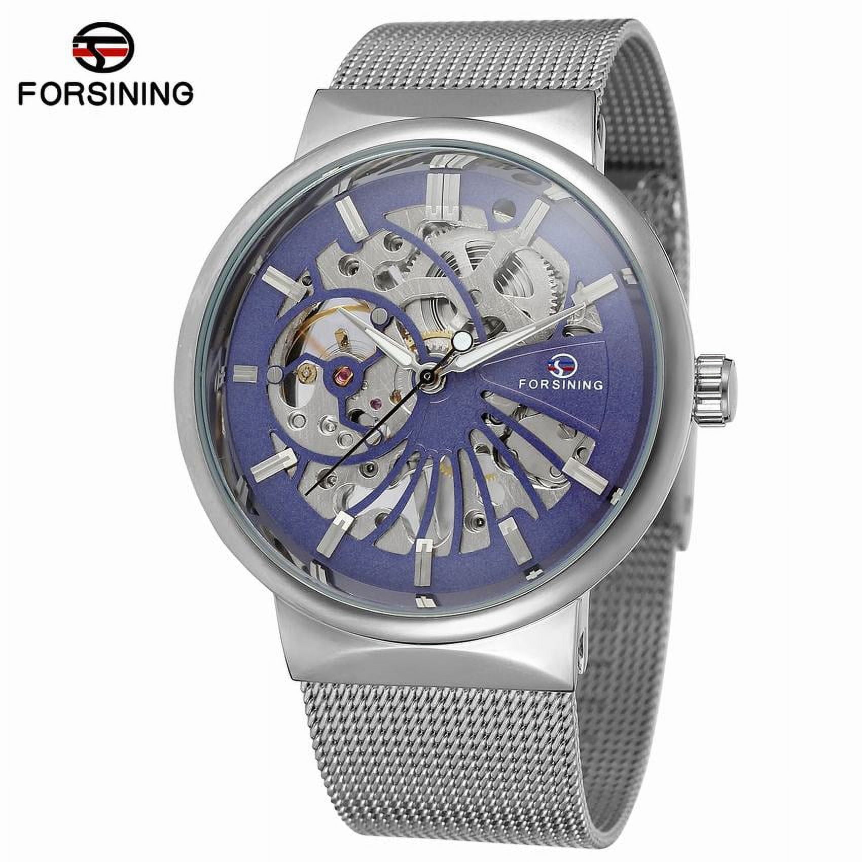 VIGOROSO Men Luxury Gold Silver Stainless Steel Mesh Band Skeleton ...