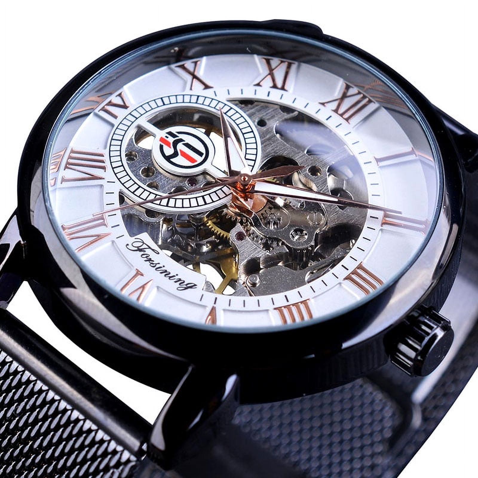 VIGOROSO Men Skeleton Mechanical Wrist Watch Stainless Steel Luxury ...