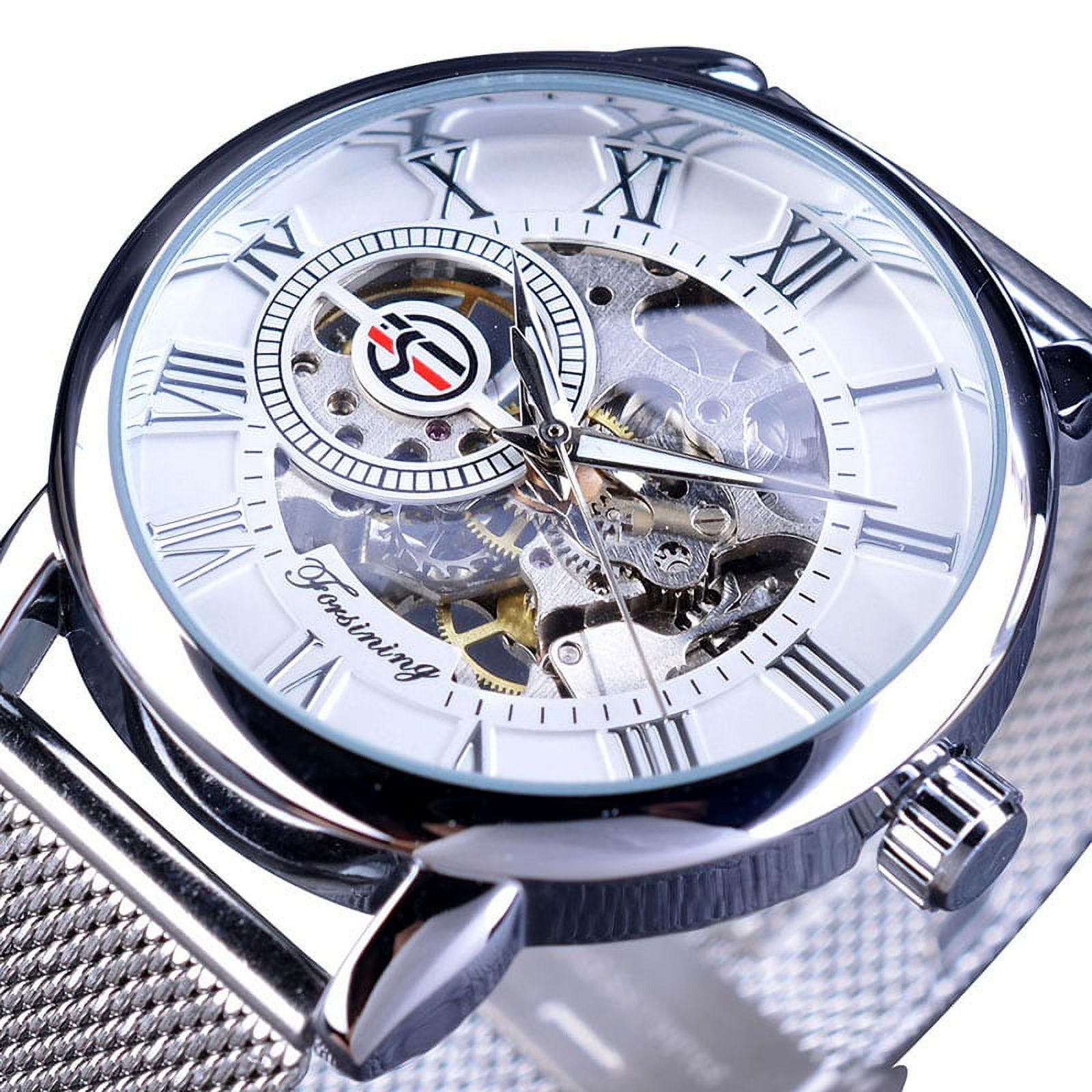 VIGOROSO Men Skeleton Mechanical Wrist Watch Stainless Steel Luxury ...