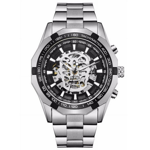 VIGOROSO Men's Automatic Mechanical Skeleton Watch, Stainless Steel ...