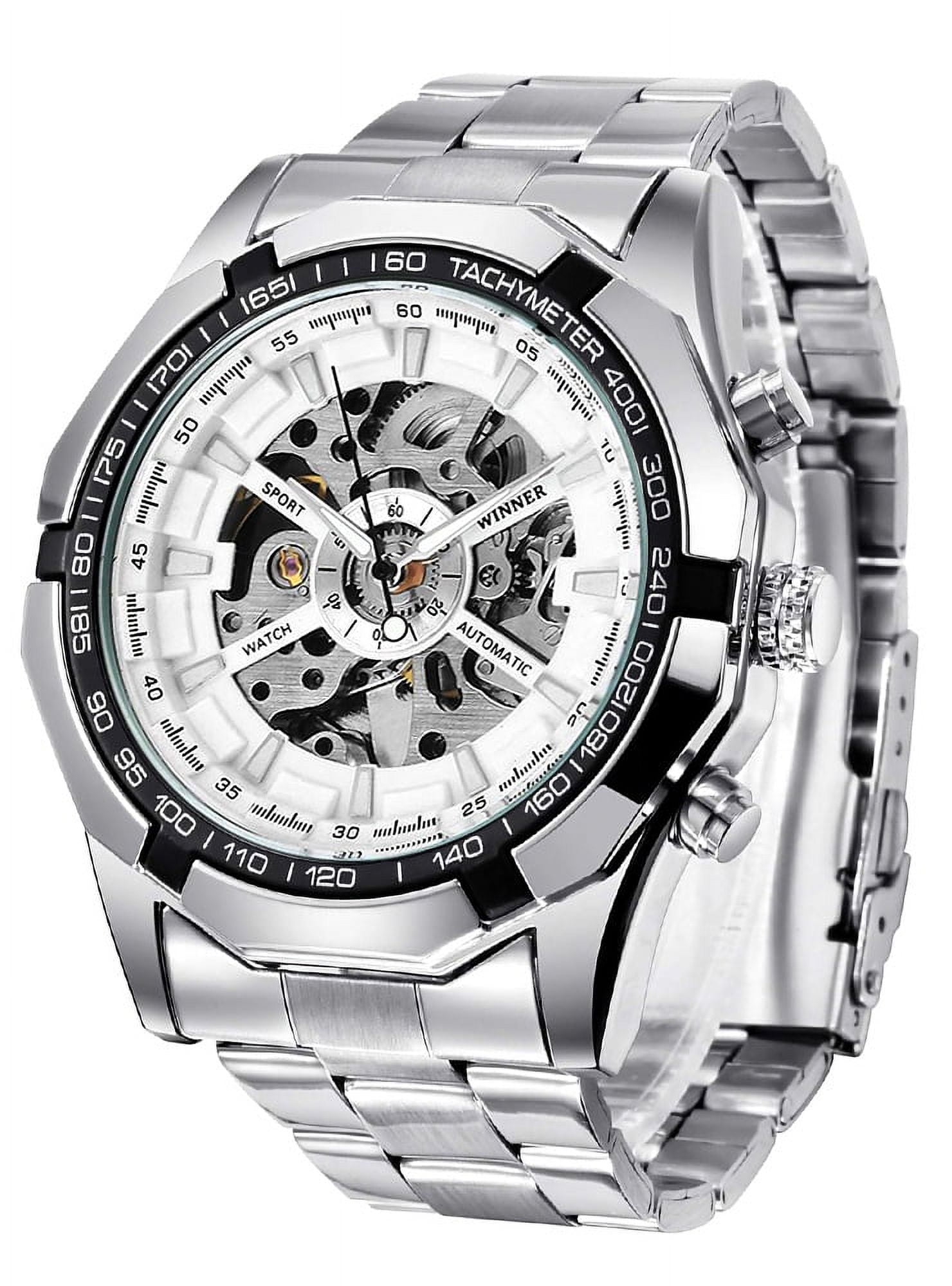 VIGOROSO Mens Automatic Mechanical Watch AUTO Self-winding Skeleton ...