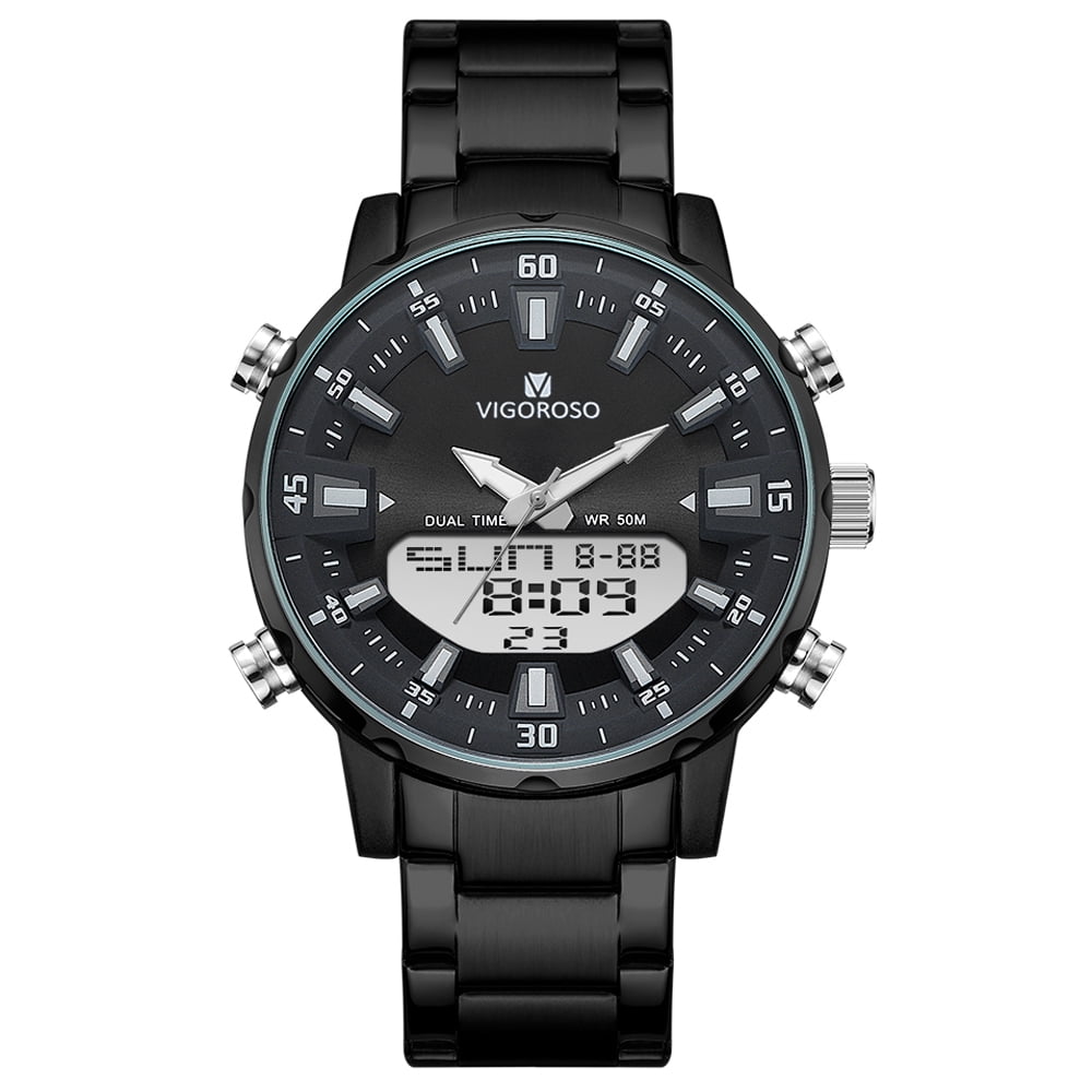 VIGOROSO Mens Luxury Sports Watch Dual Analog & Digital Watches Quartz ...