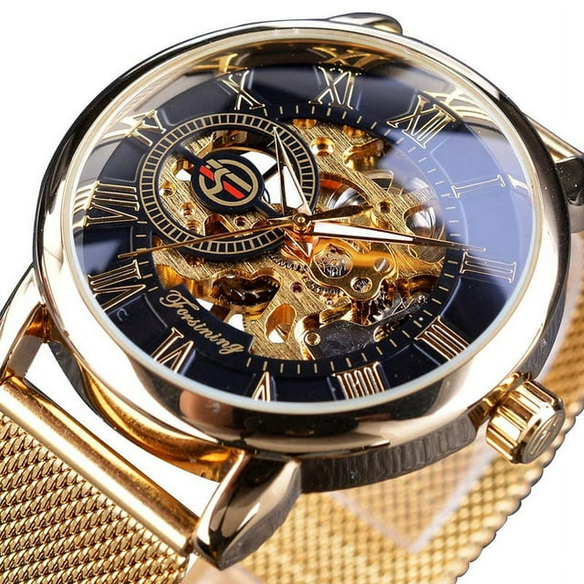 VIGOROSO Mens Mechanical Watches Skeleton Wind Up Classic Business ...