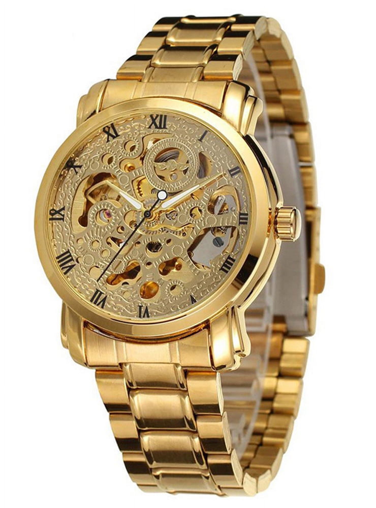 VIGOROSO Mens Watch Automatic Selfwind Mechanical Gold Stainless Steel ...
