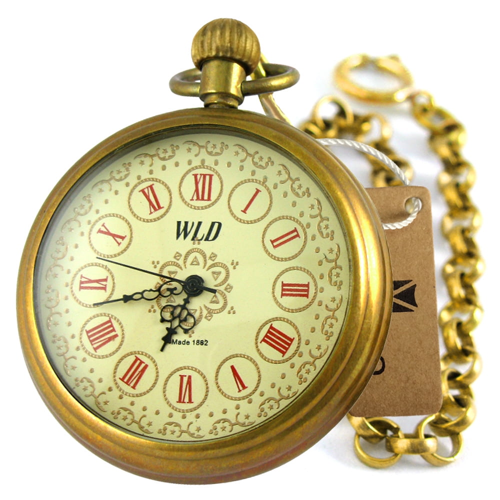 VIGOROSO Pocket Watch Mechanical Antique Vintage Watches Red Roman ...