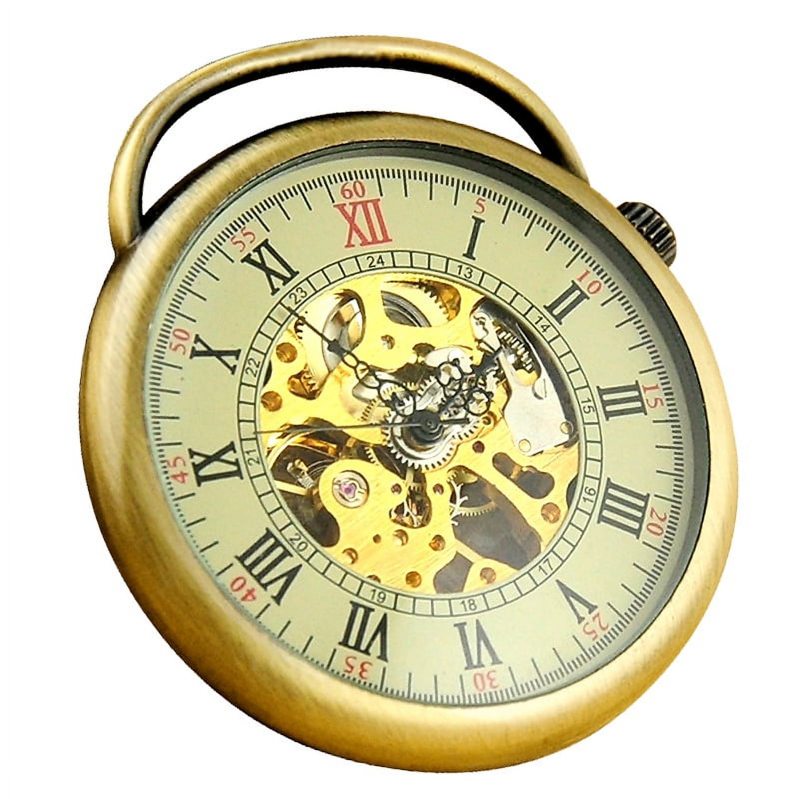VIGOROSO Pocket Watch Mechanical Hand-winding Movement 48mm Open Face ...