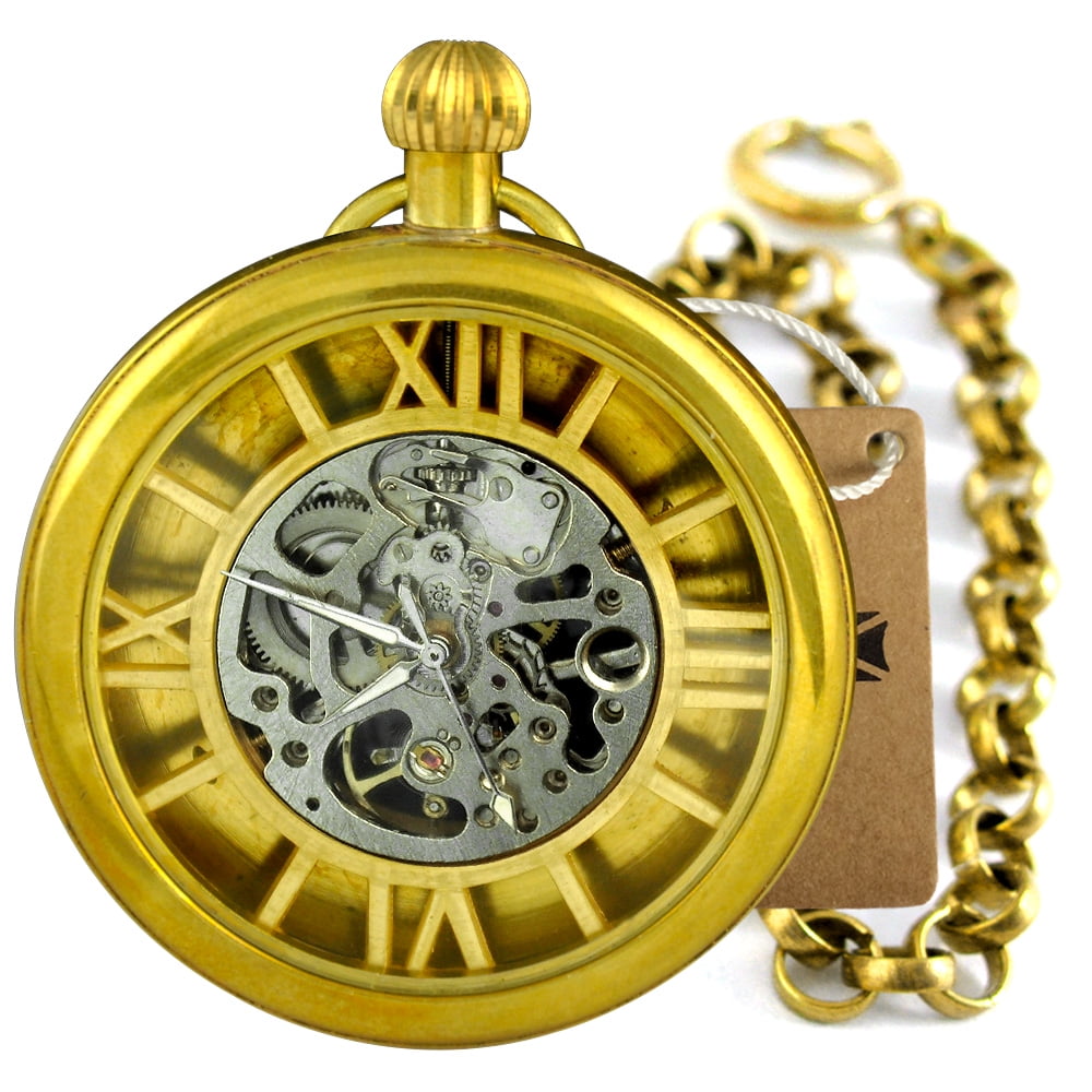 VIGOROSO Vintage Antique Mechanical Pocket Watch Handwind Pure Copper ...