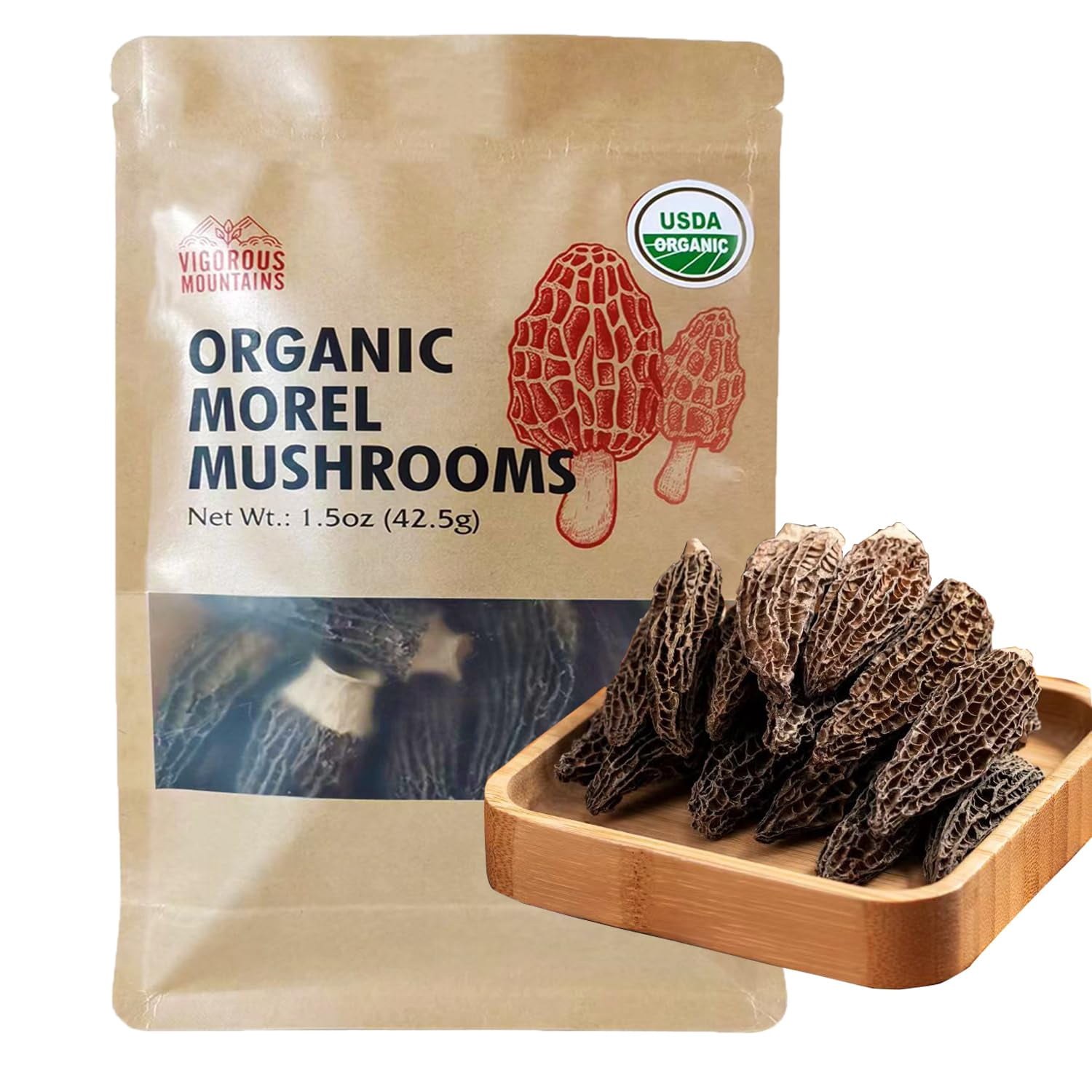 VIGOROUS MOUNTAINS Organic Dried RRF12 Morel Mushrooms for Cooking ...