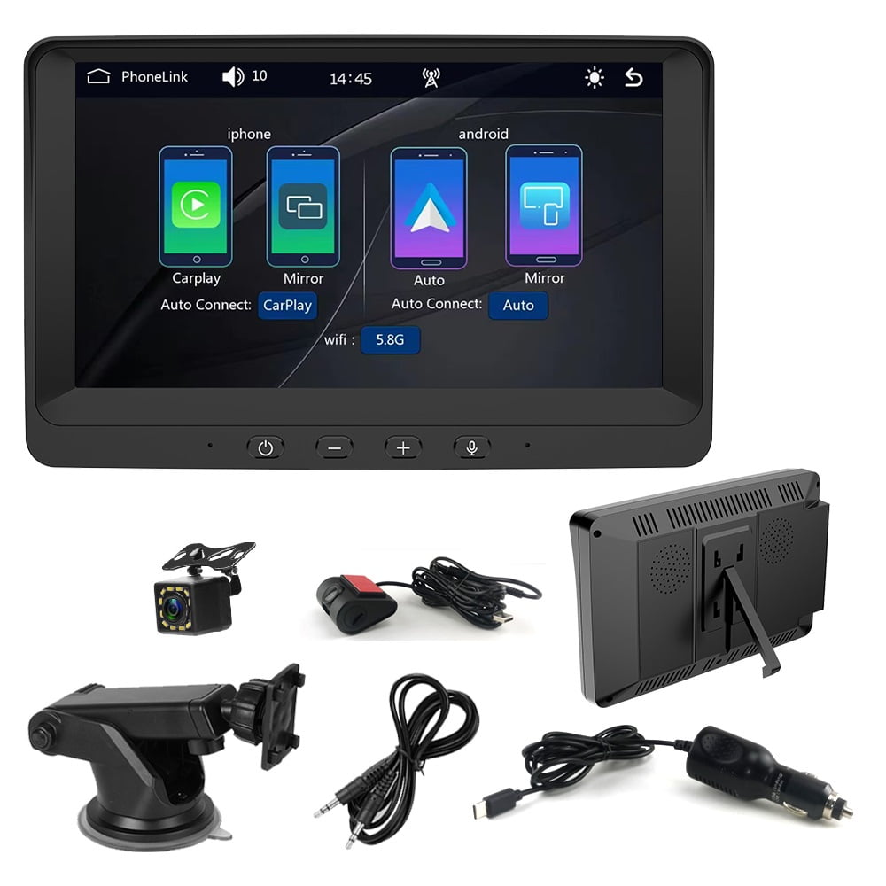 VIGORTHRIVE Portable 7" Car Stereo Radio with Wireless Carplay Android ...