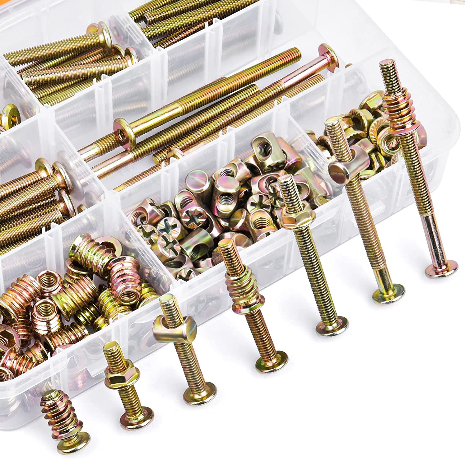 VIGRUE 180PCS Furniture Bolt Nuts Kit: Mixed M6 Metal Bolts for Wood ...