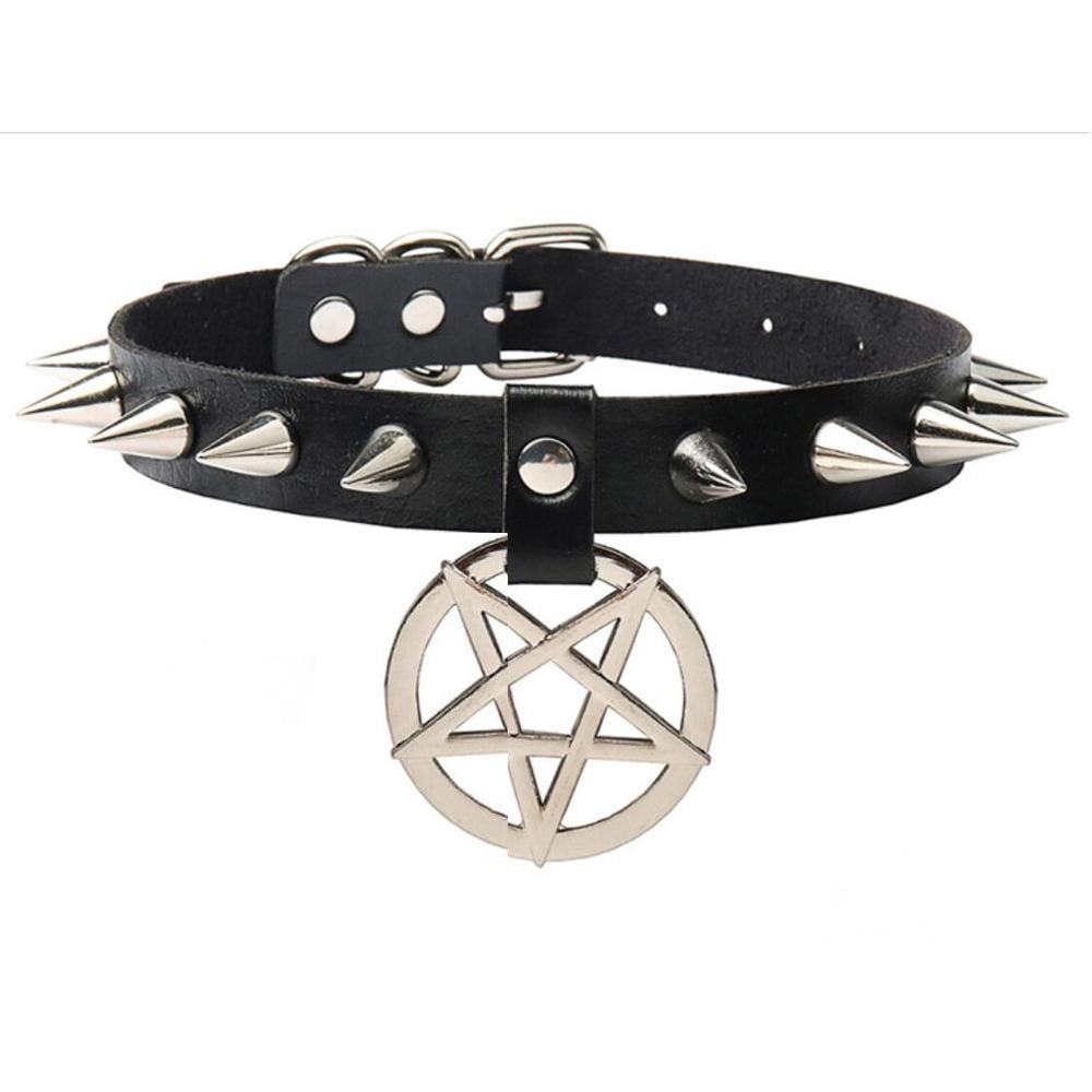 "VIGVAN Women Studded Cross Leather Choker Steampunk Style Gemstone ...