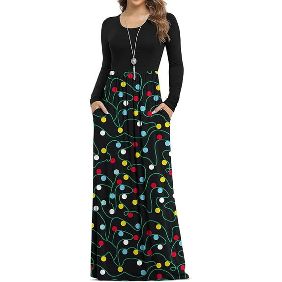 VIISHOW Women's Long Sleeve Loose Plain Maxi Dresses Casual Long Dresses with Pockets - Walmart.com