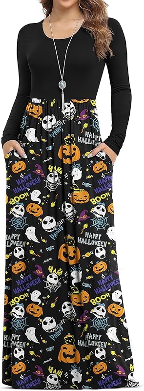 VIISHOW Women's Long Sleeve Loose Plain Maxi Dresses Casual Long Dresses with Pockets - Walmart.com