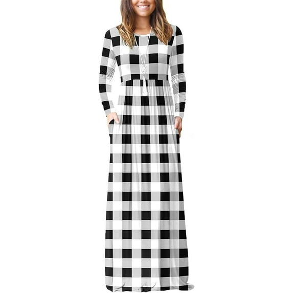 VIISHOW Women's Long Sleeve Loose Plain Maxi Dresses Casual Long ...