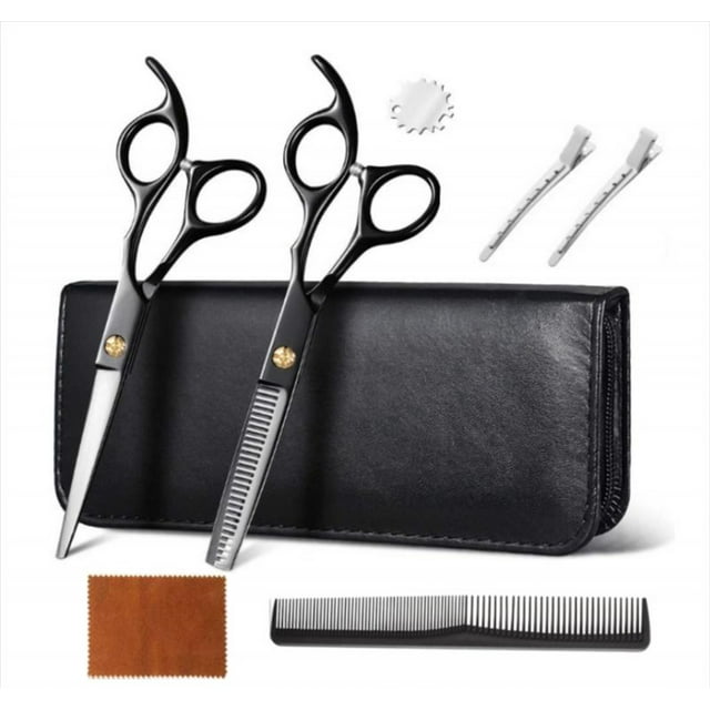 VIIWII Professional Hair Cutting & Thinning Scissors Kit, 8 PCS Stainless Steel Salon Comb ...