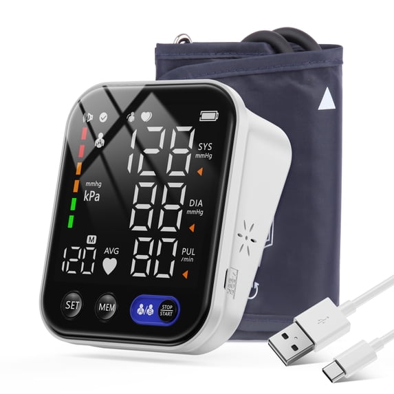 VIIWII Rechargeable Blood Pressure Monitor, LED Display, Upper Arm Cuff ...