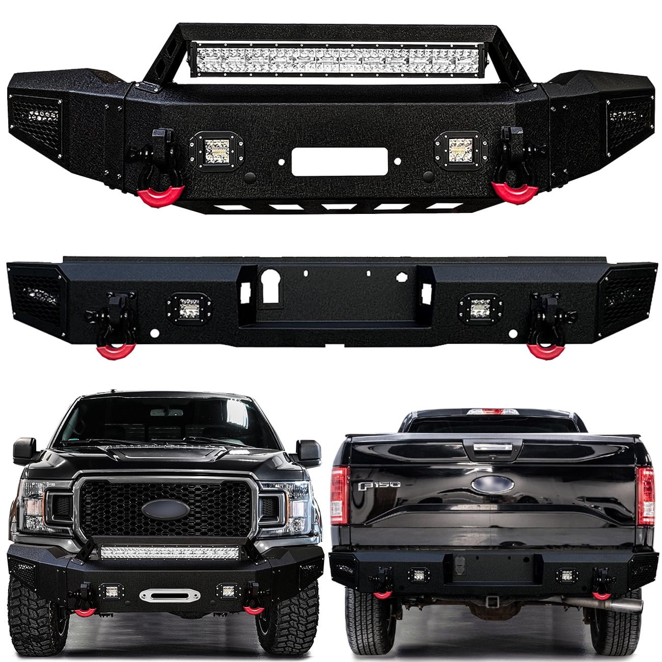 VIJAY Front Rear Bumper Compatible with 2018-2020 Ford F150 Pickup w ...