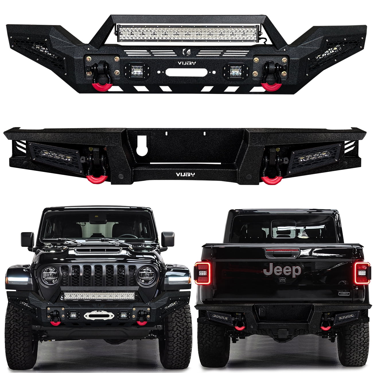 Vijay Gladiator Front and Rear Bumper for 2020-2024 Jeep Gladiator JT ...