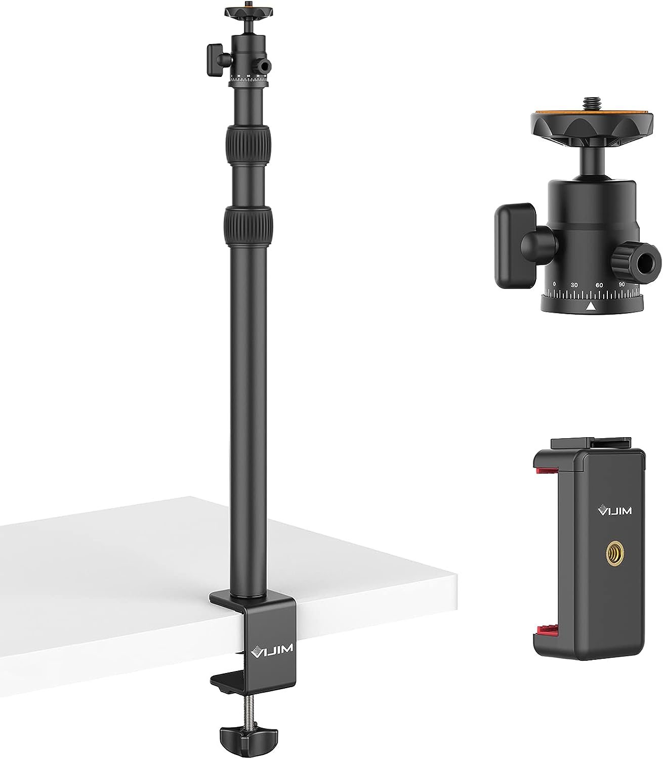 VIJIM Camera Desk Mount Stand, Extendable Up to 125 cm/ 49 Inches ...