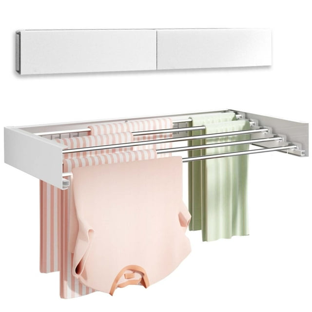 VIKAQI Wall Mounted Clothes Drying Rack 32", Foldable Wall Mount ...