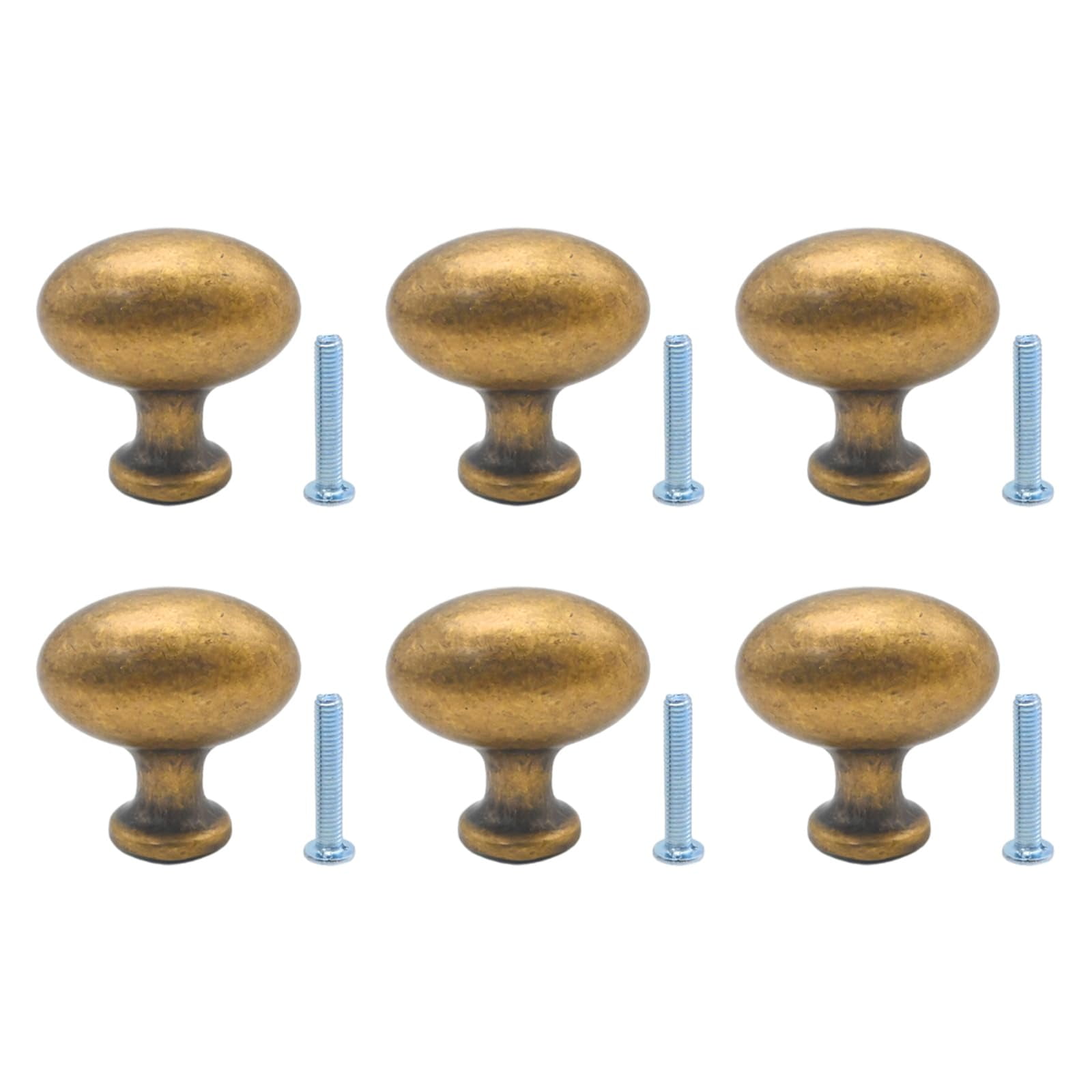 VIKKSAER 6 Pack Oval Antique Brass Cabinet Knobs, for Retro Drawer ...