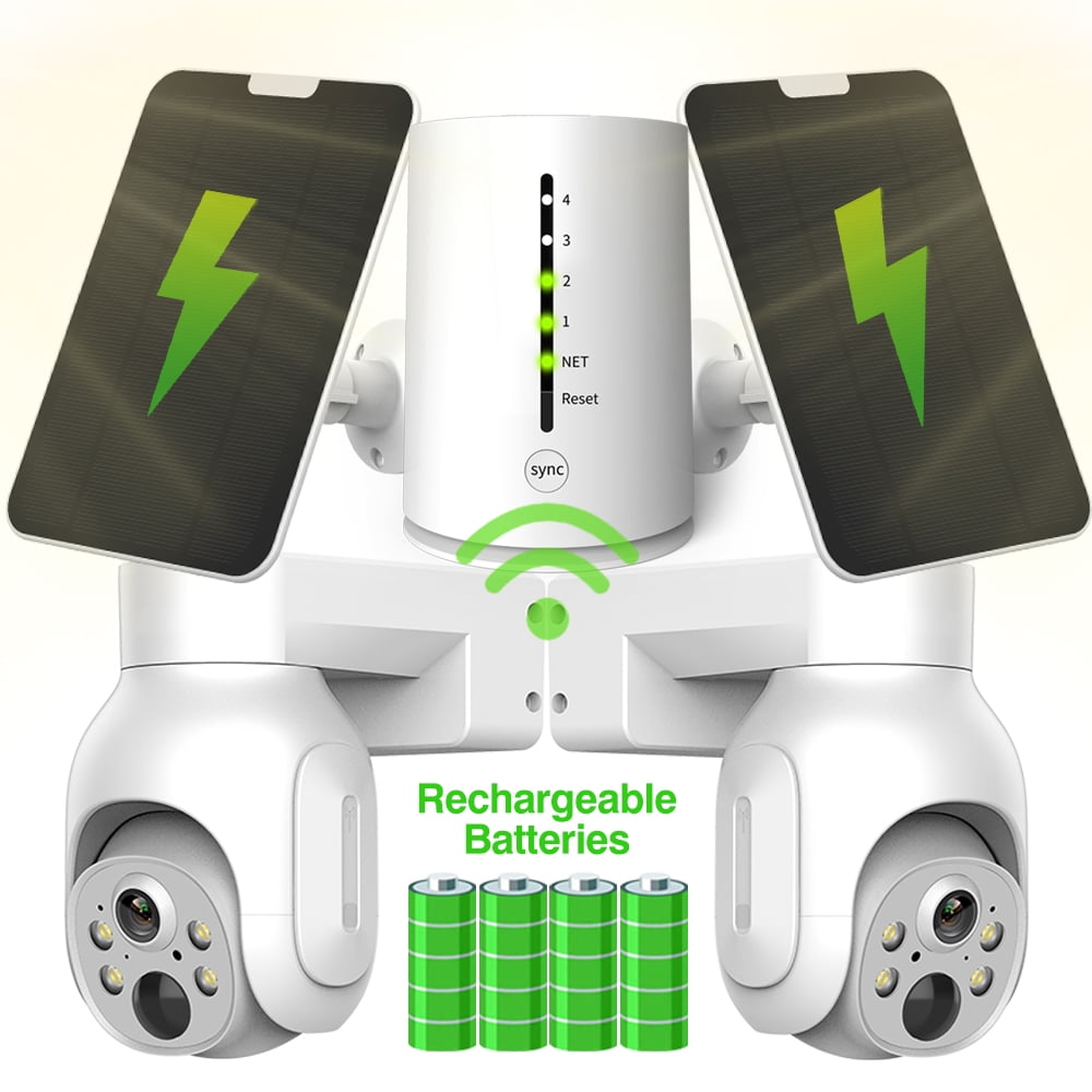 VIKVIZ CCTV System 2Pcs 4MP Rechargeable Battery WiFi PTZ IP Camera Kit ...