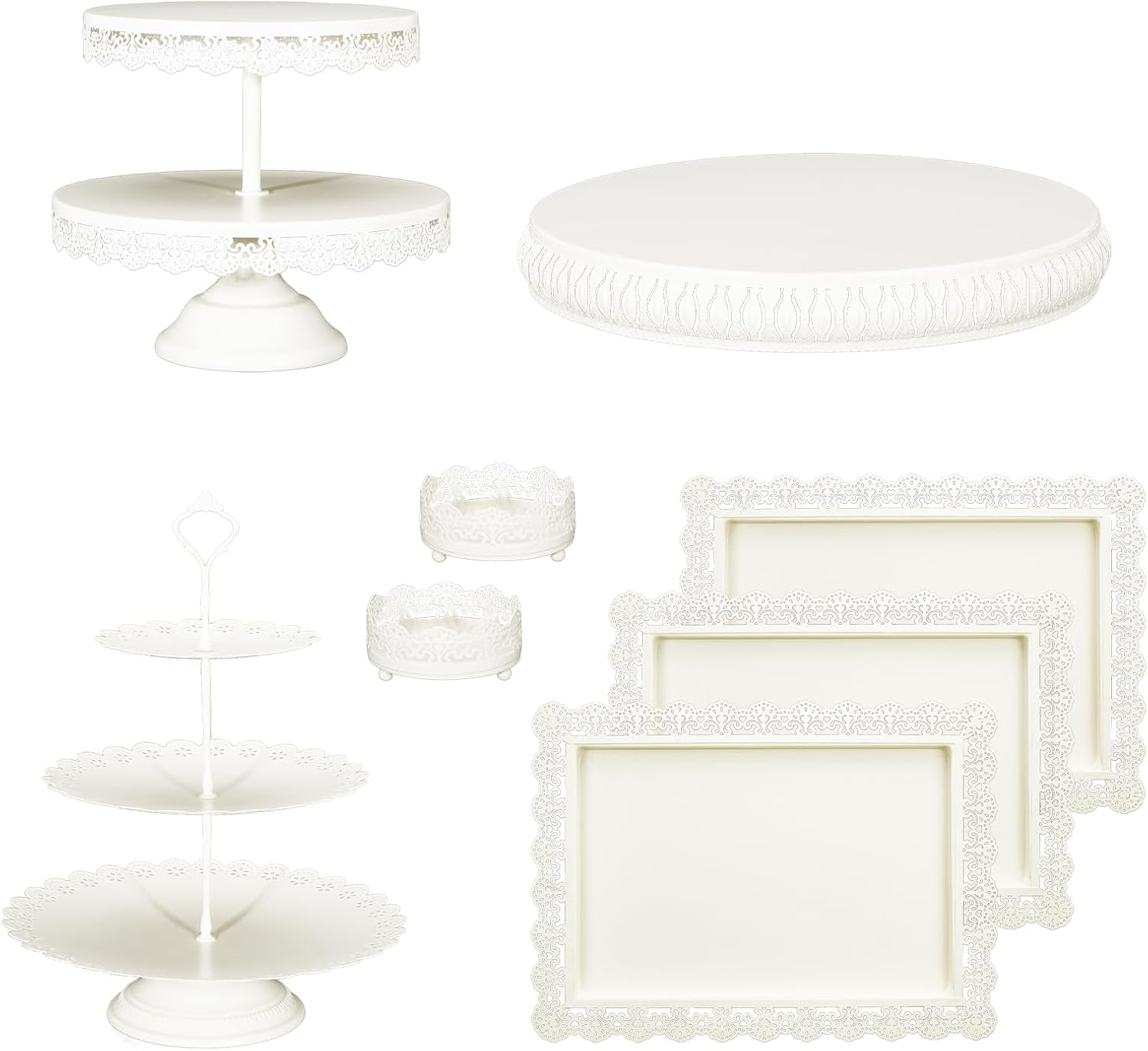 VILAIVTA Cake Stand Set of 8, 14 Inch Large Cakes Stand, 2/3tier, Tray ...