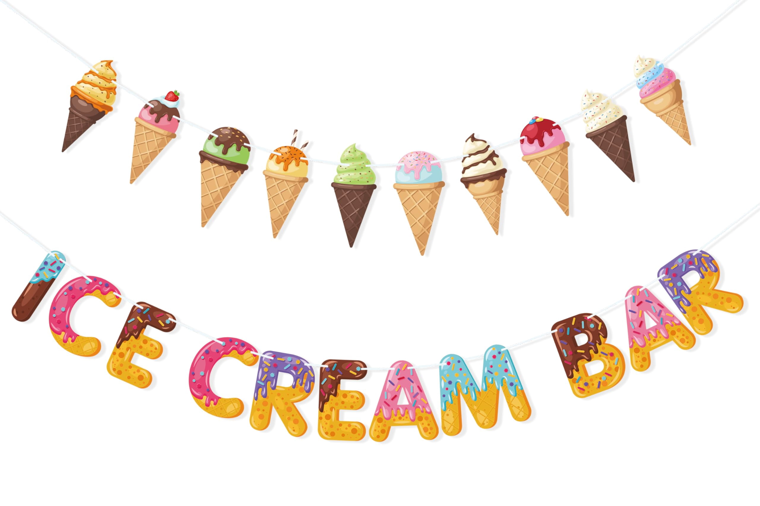 VILIFEVER Ice Cream Bar Banner Ice BSL1 Cream Garland, Ice Cream Theme ...