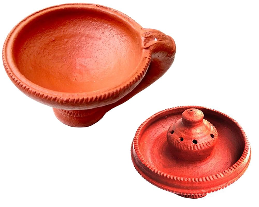 VILLAGE KRAFT Desi Handmade Natural Clay Earthen Incense Loban Dani ...