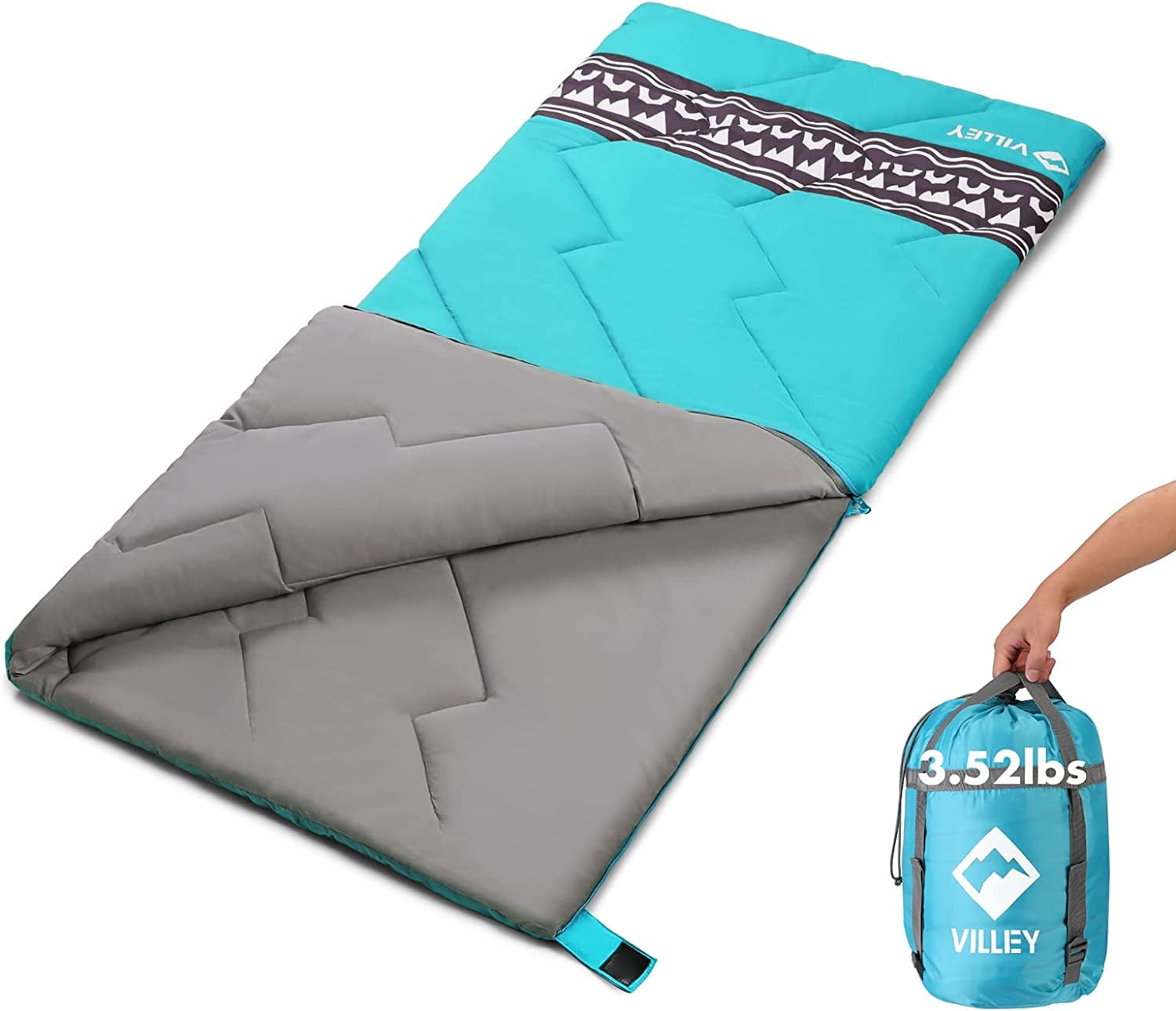 VILLEY Camping Sleeping Bag, Lightweight Backpacking Sleeping Bag with ...