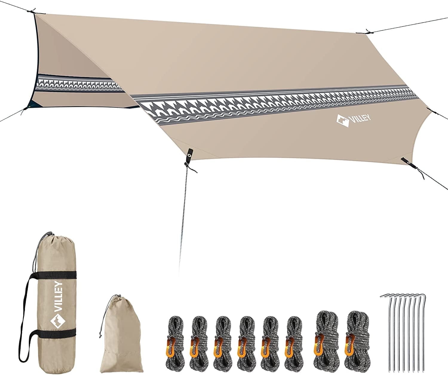 VILLEY Camping Tarp Rainfly for 2-4 people, 210D Waterproof Sun Shelter ...