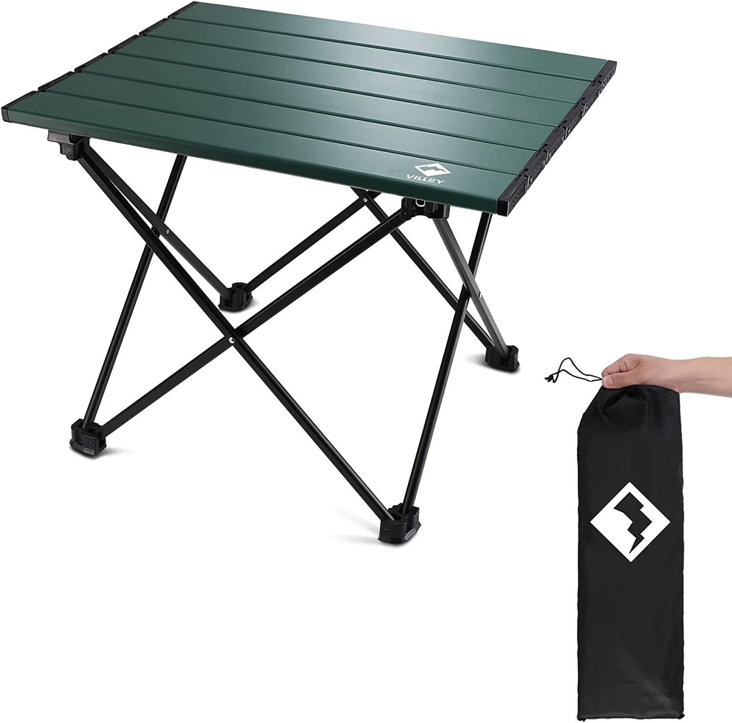 VILLEY Ultralight Metal Folding Camp Table, 24"L x 20"W, Portable and ...