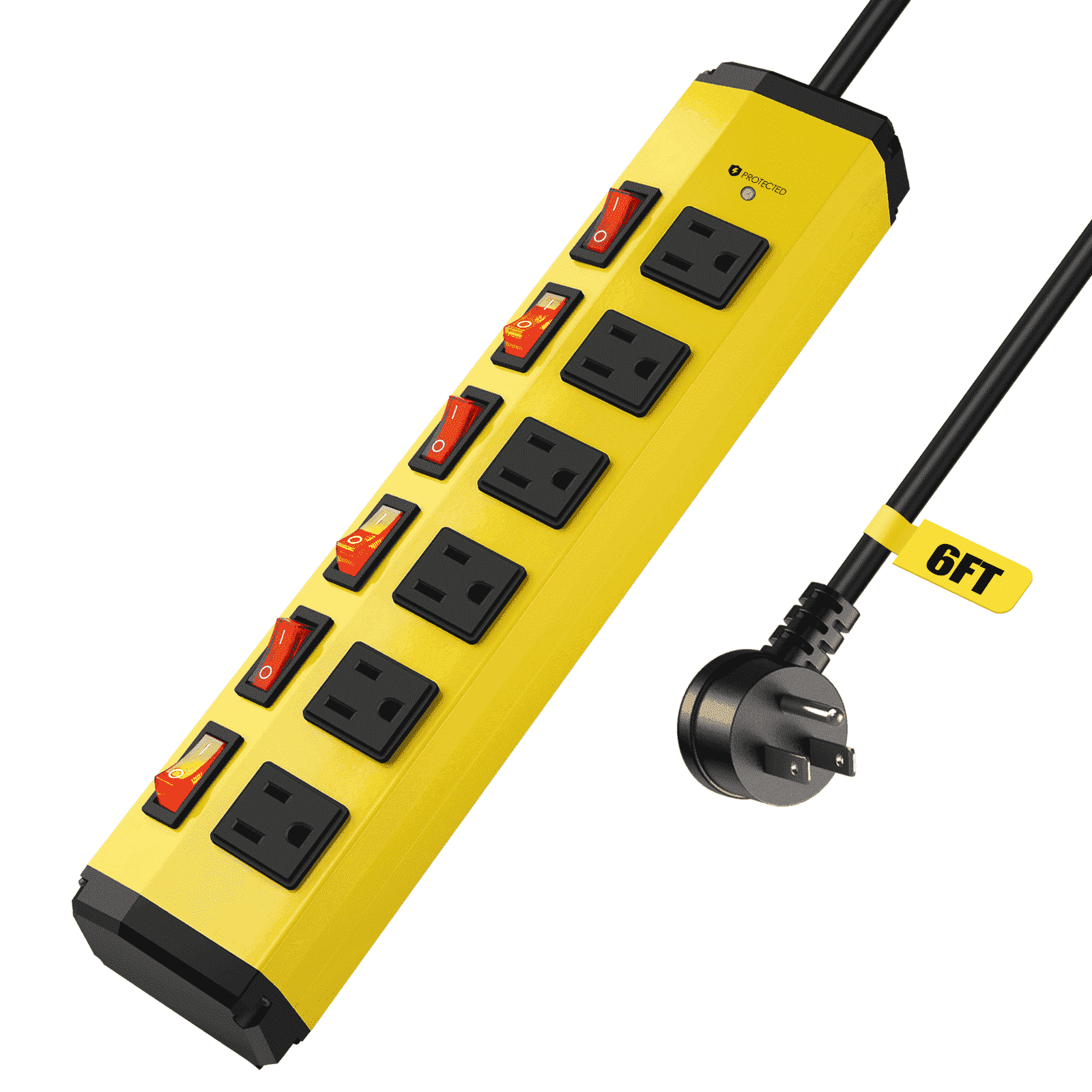 VILONG Surge Protector Power Strip, 6 Outlets with Individual Switches ...