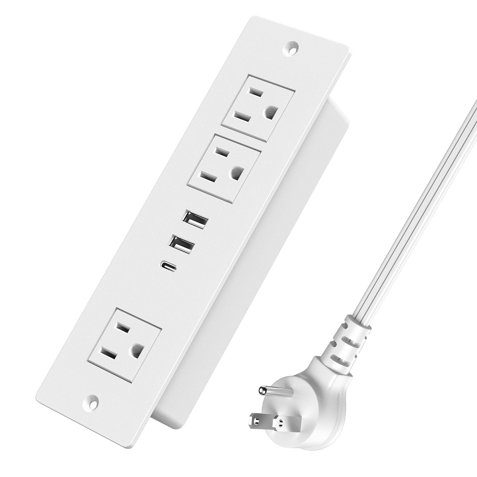 VILONG Recessed Power Strip with USB Ports, Plug in 3AC Outlets & 2 QC ...