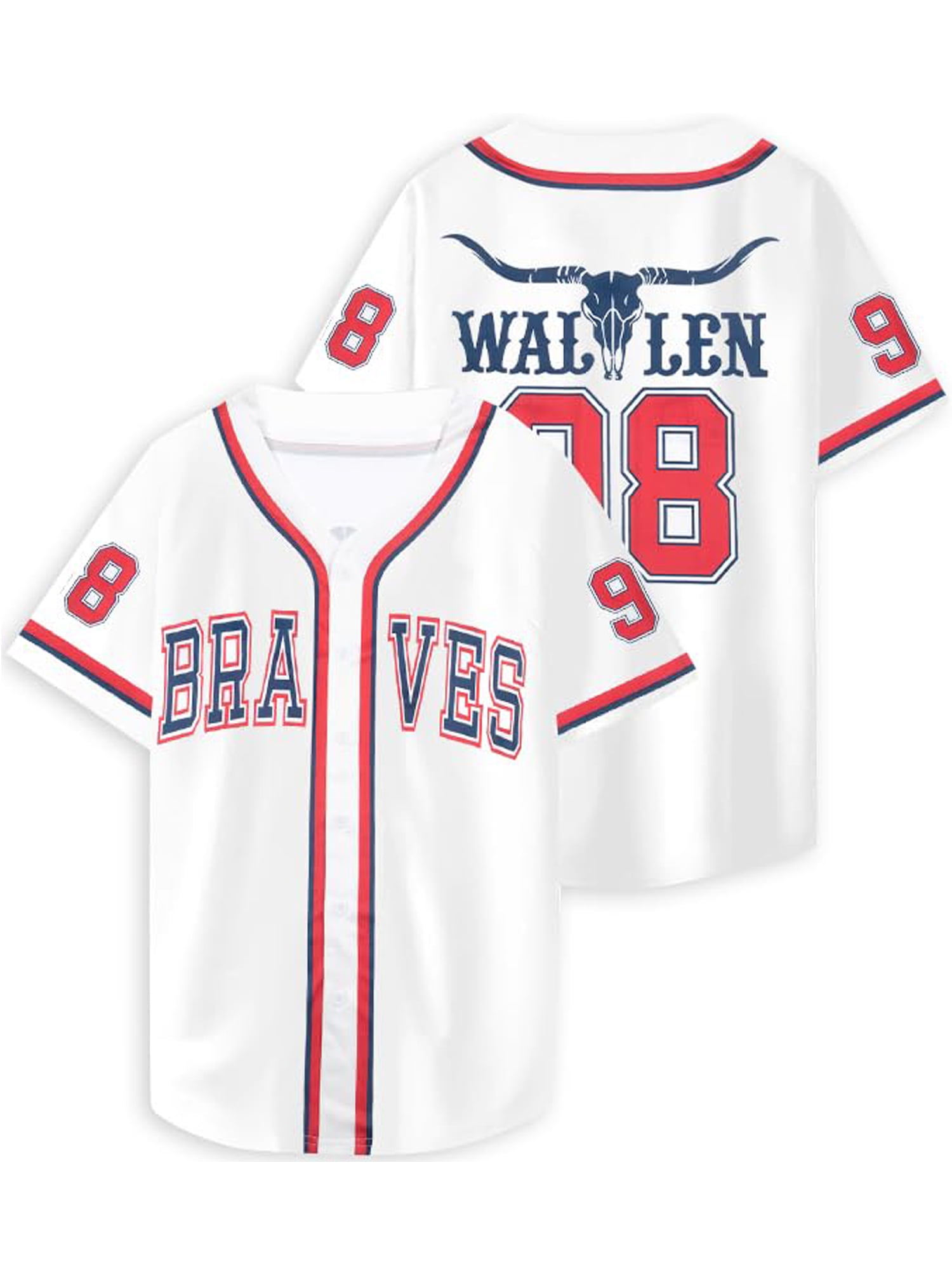 VILOVE 98 Baseball Shirt Women Cow Skull Graphic Fan T-shirt V Neck ...