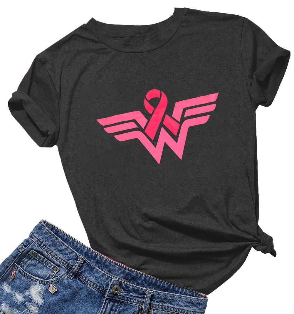 VILOVE Women Breast Cancer Shirt Pink Ribbon Breast Cancer Awareness T ...